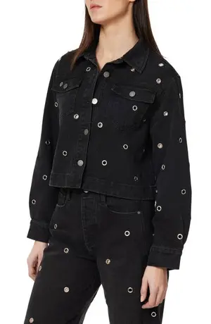 Habitual Grommet Embellished Denim Trucker Jacket