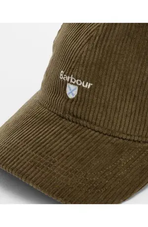 Barbour Preston Adjustable Corduroy Baseball Cap - Olive