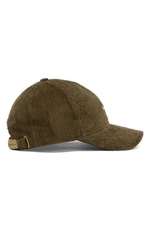 Barbour Preston Adjustable Corduroy Baseball Cap - Olive
