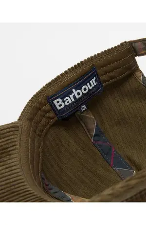 Barbour Preston Adjustable Corduroy Baseball Cap - Olive