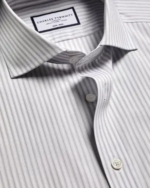 CHARLES TYRWHITT Non-iron Poplin Stripe Shirt - Gray
