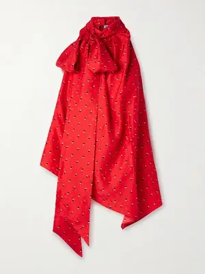 Acne Studios Scarf-detailed Printed Silk-jacquard Top - Red