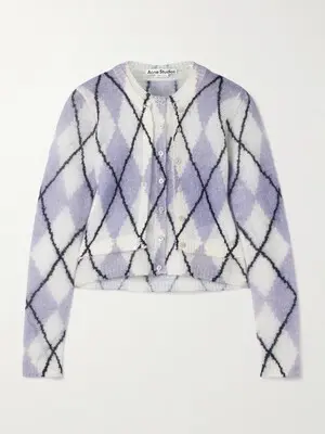 Acne Studios Layered Argyle Mohair-blend Sweater - Purple