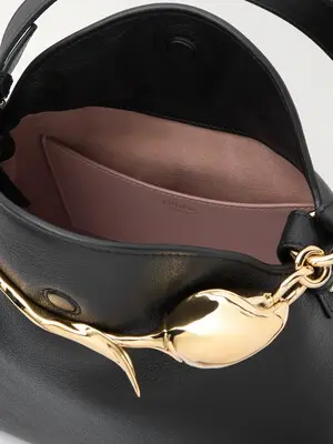 Erdem Bloom Large Embellished Textured-leather Shoulder Bag - Black
