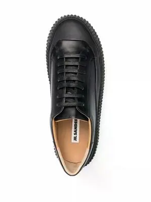JIL SANDER Leather Platform Sneakers - Black