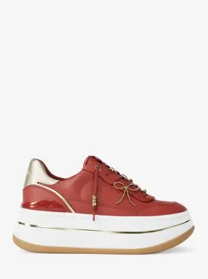 Michael Kors Hayes Embellished Leather Platform Sneakers - Red