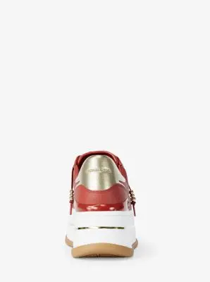 Michael Kors Hayes Embellished Leather Platform Sneakers - Red