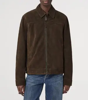 ALLSAINTS Rhone Suede Zip-up Jacket - Brown