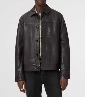 ALLSAINTS Nates Leather Jacket - Brown