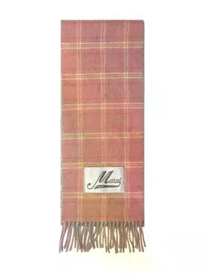 Marni Checked Fringed Scarf - Pink