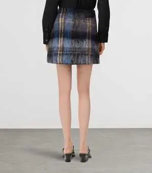 Loewe Mohair-wool Buckled Check Mini Skirt