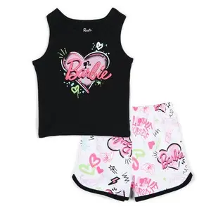 BARBIE Tank Top & French Terry Shorts Set - Black/white