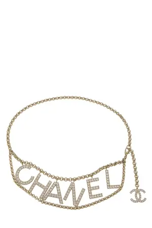 Chanel Crystal Logo Chain Belt - Gold