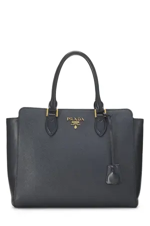 Prada Saffiano Convertible Handbag - Navy