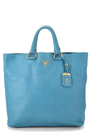 Prada Vitello Daino Shopping Tote - Blue