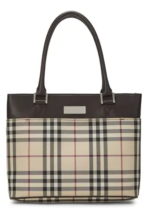 Burberry Check Nylon Handbag - Brown