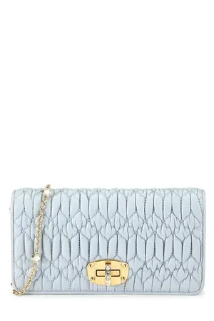 Miu Miu Nappa Crystal Flap Wallet On Chain - Blue