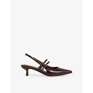 REISS Isla Buckle Heeled Leather Slingbacks
