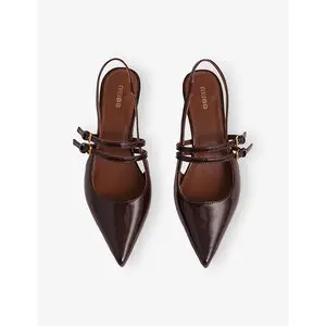 REISS Isla Buckle Heeled Leather Slingbacks