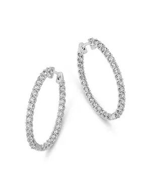 Bloomingdale'S 3.0 Tcw Diamond Hoop Earrings In 14k Gold - White
