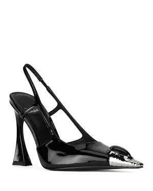 Jeffrey Campbell Sorcerer Leather Slingback Pumps - Black/silver