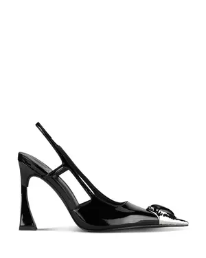 Jeffrey Campbell Sorcerer Leather Slingback Pumps - Black/silver