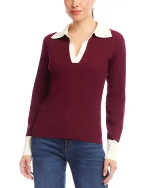 Karen Kane Collared Ribbed Sweater - Wcr