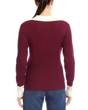 Karen Kane Collared Ribbed Sweater - Wcr
