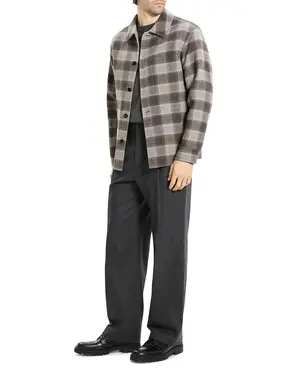 Theory Wool & Cashmere Check Overshirt - Feather Multi