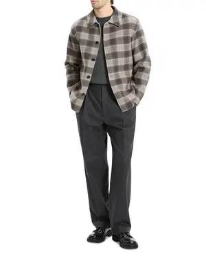 Theory Wool & Cashmere Check Overshirt - Feather Multi