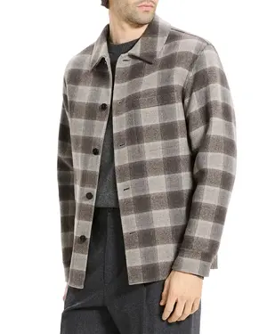 Theory Wool & Cashmere Check Overshirt - Feather Multi