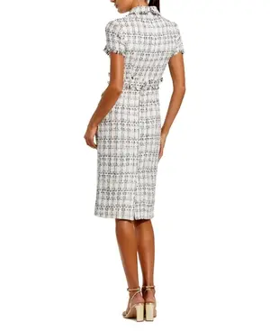 Mac Duggal Fitted Boucle Button-up Midi Dress