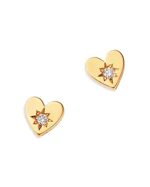 Zoe Chicco 14k Yellow Diamond Heart Stud Earrings - Gold