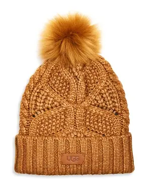 UGG Cable Knit Pom Beanie - Chestnut