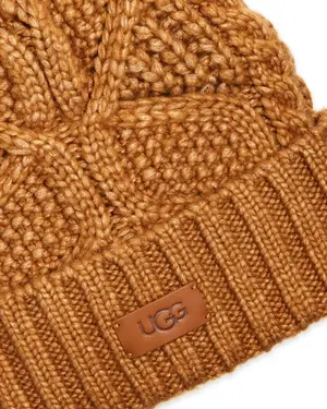 UGG Cable Knit Pom Beanie - Chestnut