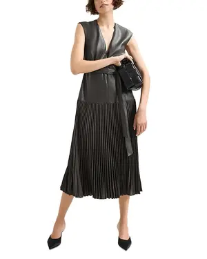 Phase Eight Faux Leather Drop Waist Dress In Green - 59% Off | Editorialist