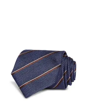 Canali Silk Textured Stripe Tie Dark Blue