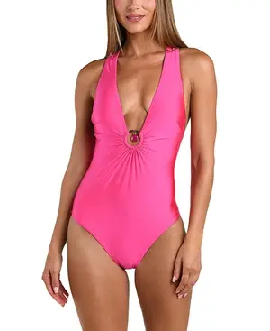 SUNSHINE 79 Solid V-plunge One-piece Swimsuit - Pink