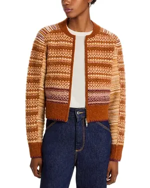 3.1 Phillip Lim Jacquard Raglan Zip Cardigan - Sunset Multi