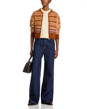 3.1 Phillip Lim Jacquard Raglan Zip Cardigan - Sunset Multi