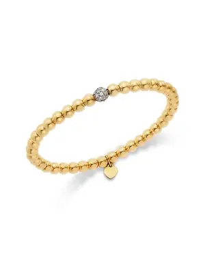 Bloomingdale'S Diamond Pave Bead Stretch Bracelet - Yellow Gold