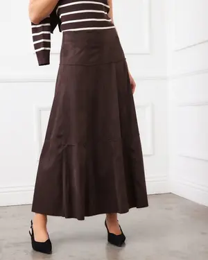 Karen Kane Tiered Faux Suede Skirt