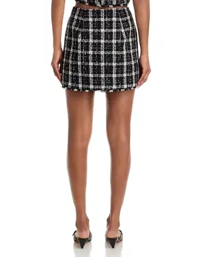French Connection Windowpane Tweed Mini Skirt