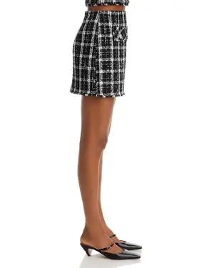 French Connection Windowpane Tweed Mini Skirt