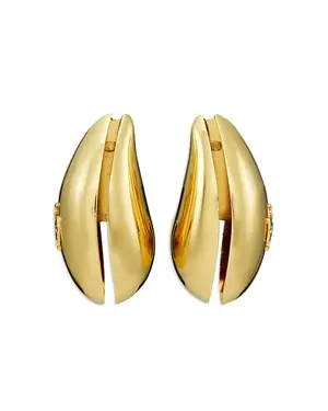 Tory Burch Wave Clip On Drop Earrings In 18k Plated - Gold