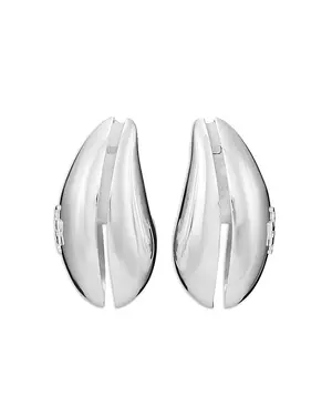 Tory Burch Wave Clip On Drop Earrings In 18k Plated - Silver