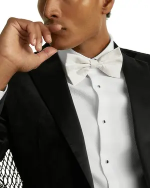 REISS Silk Grosgrain Bow Tie - Ivory