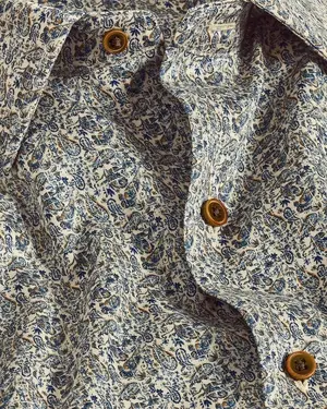 David Donahue Printed Sport Shirt - Sage/ Blue