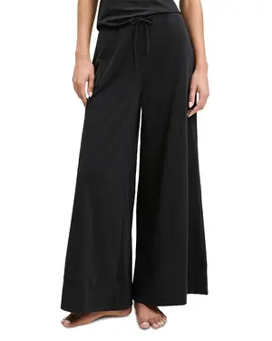 PETITE PLUME Pima Wide Leg Pajama Pants - Black