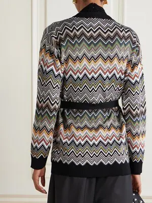 Missoni Belted Striped Jacquard-knit Cardigan
